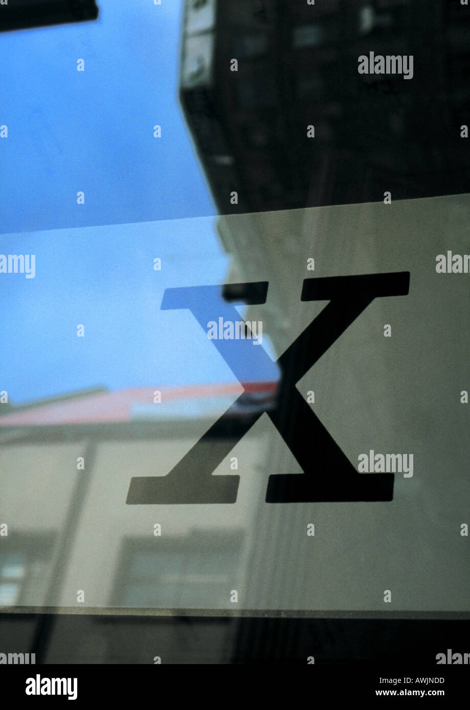 X, text, printed, behind glass Stock Photo - Alamy