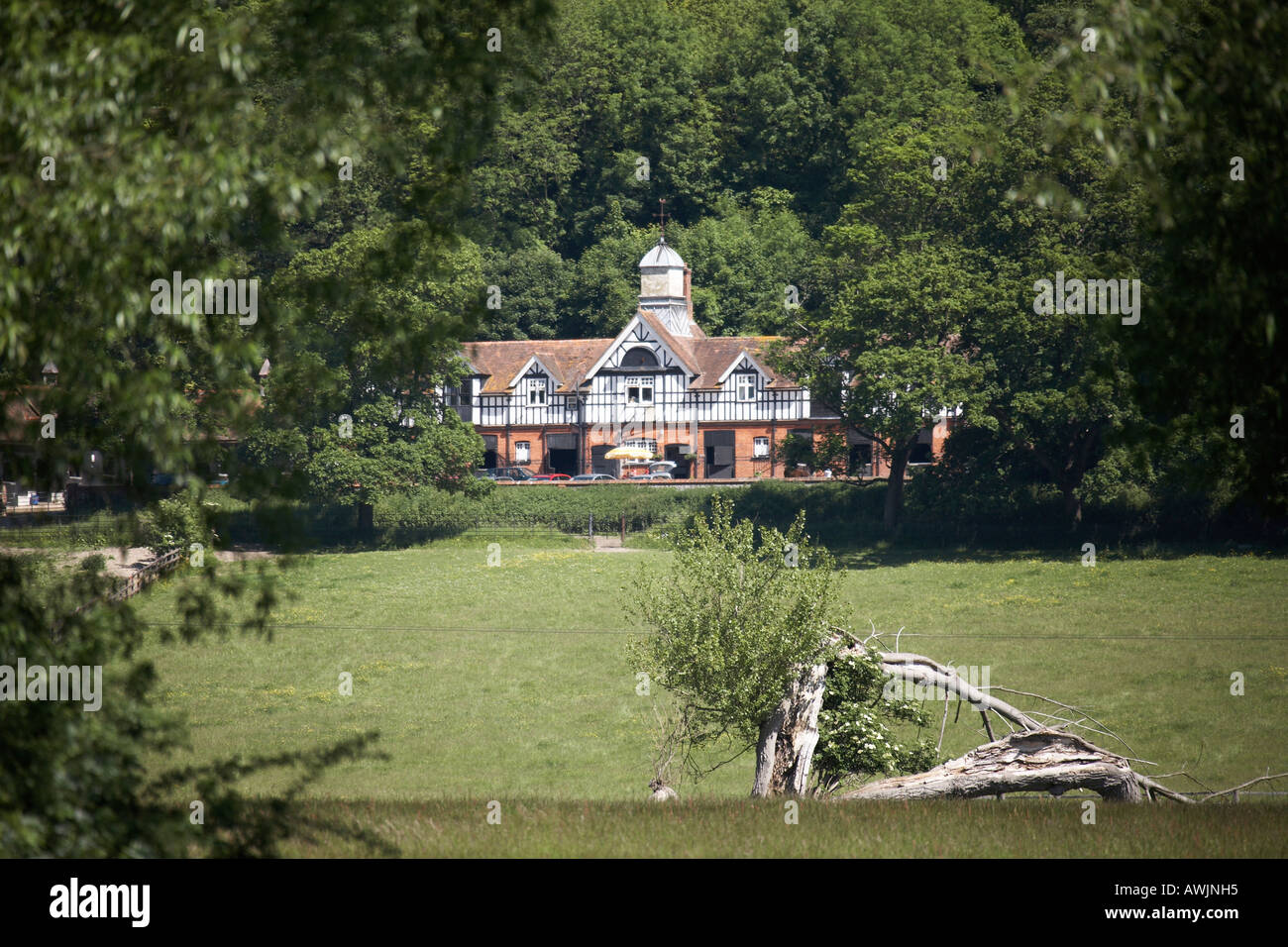 Traditional style stables in countryside near Goring on River Thames ...