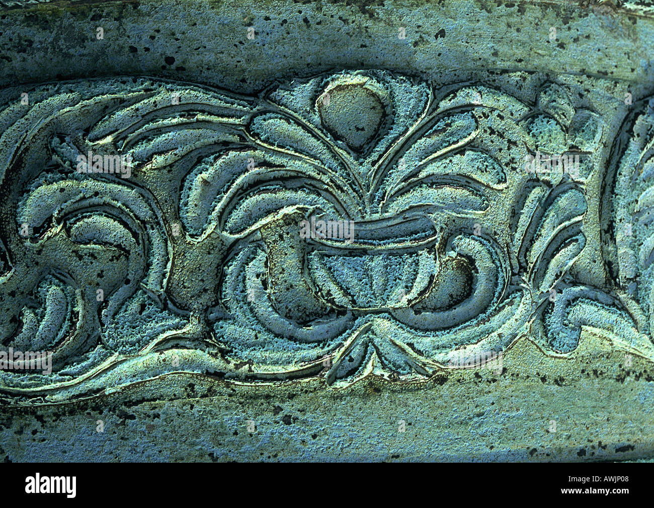 Stone carving with floral motif, close-up Stock Photo - Alamy