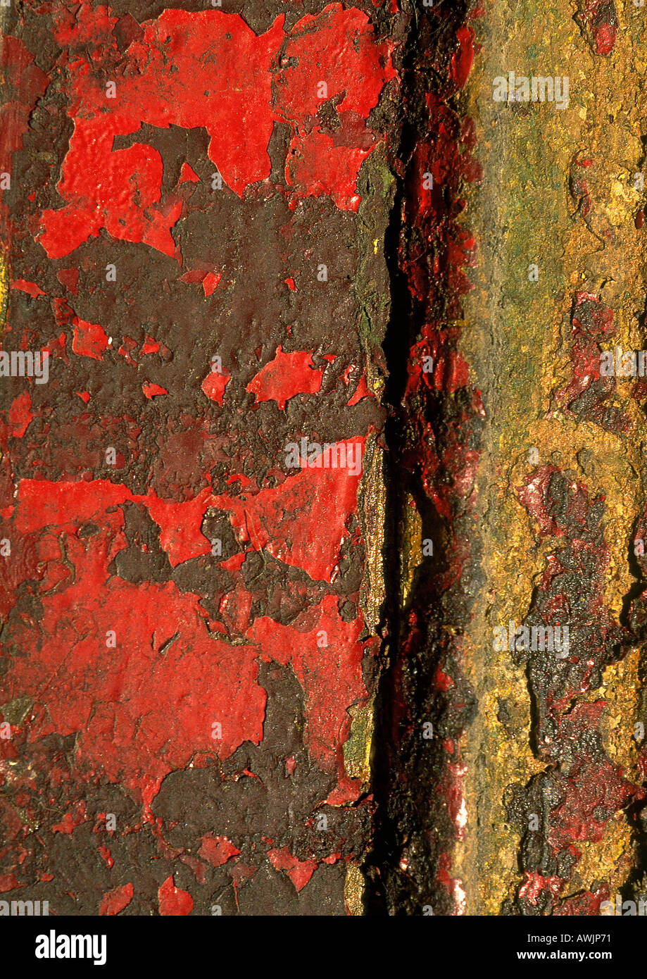 Chipped red paint on surface, close-up Stock Photo - Alamy
