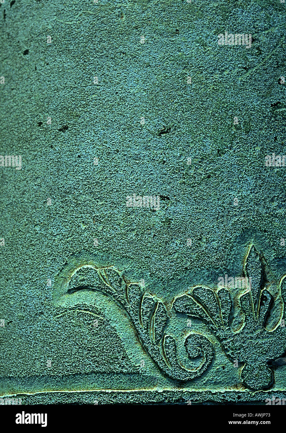 Carved blue stone with floral motif, close-up Stock Photo - Alamy
