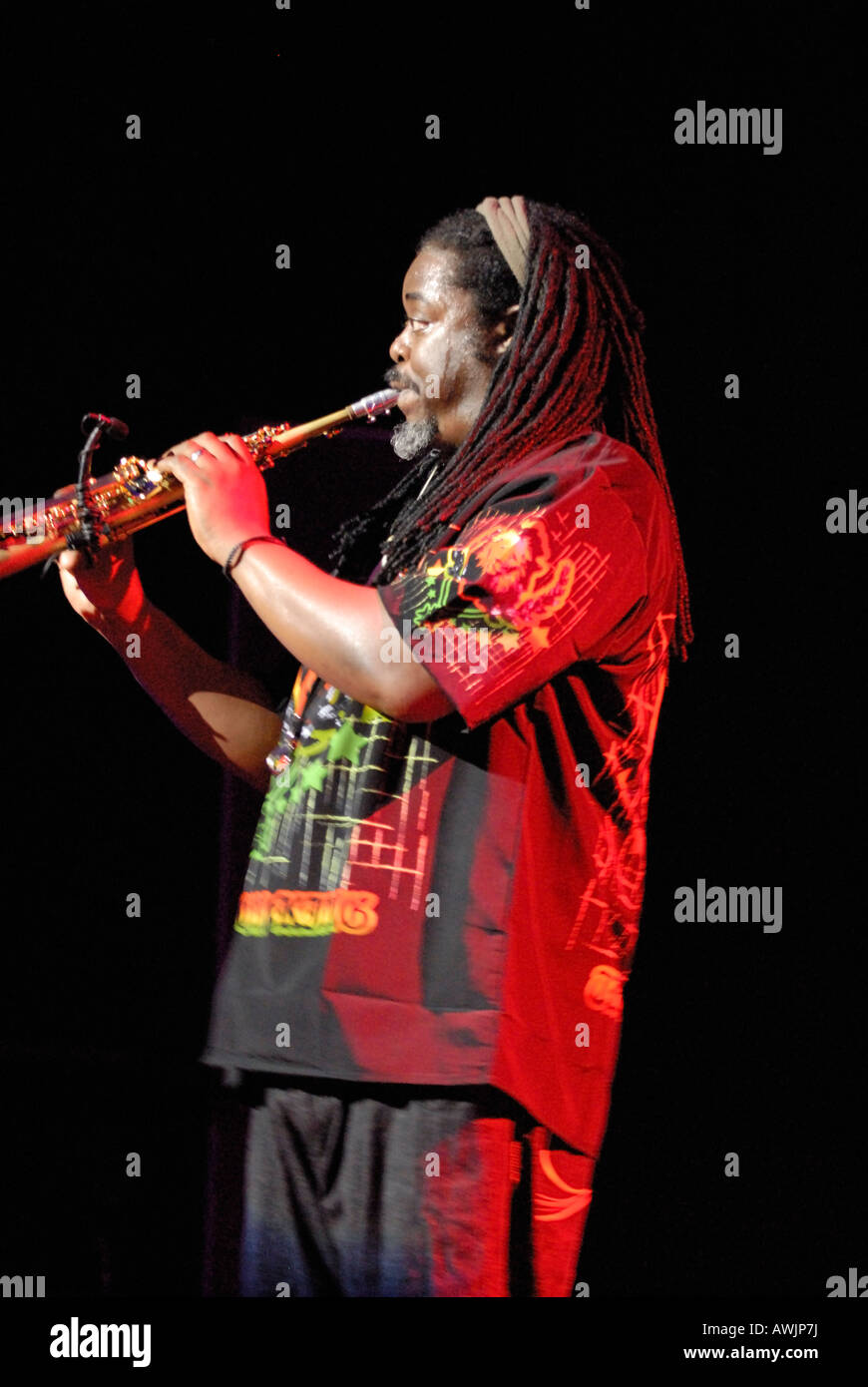 Courtney Pine playing saxophone at The Opera House in Bournemouth Stock ...
