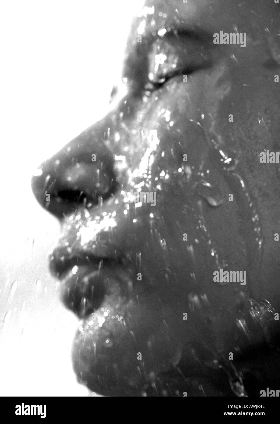 Woman washing her face Black and White Stock Photos & Images - Alamy