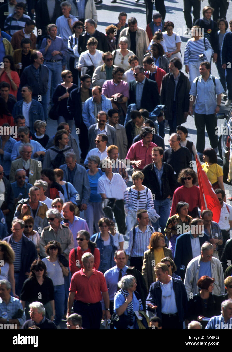 Crowd of people in street, high angle view, full frame Stock Photo - Alamy