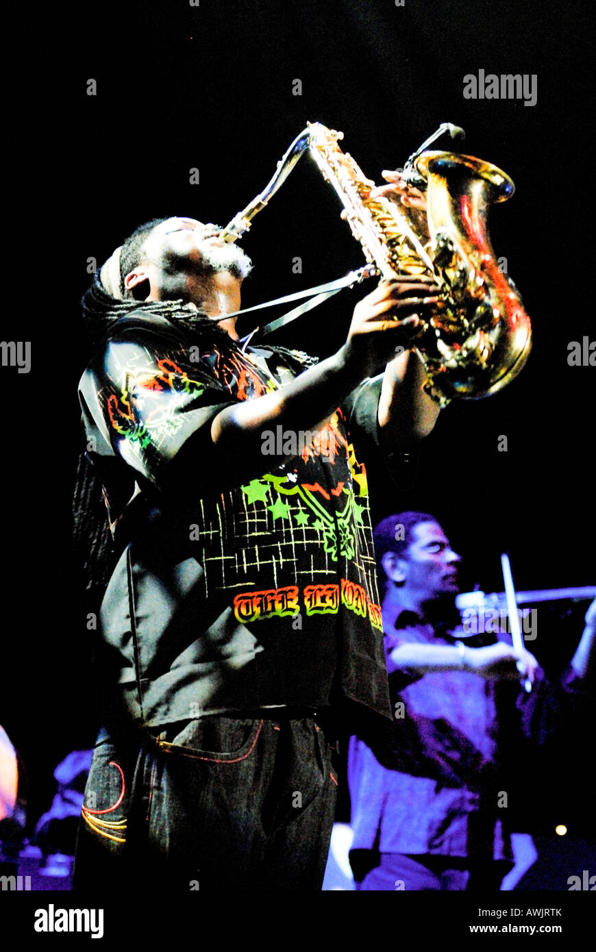 Courtney Pine playing saxophone at The Opera House in Bournemouth Stock ...