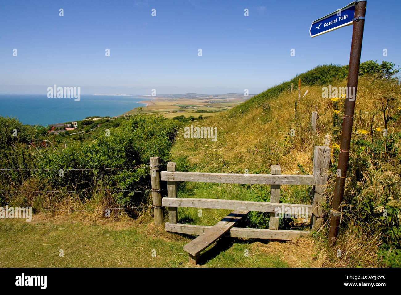 footpath sign blackgang chine car park Isle of Wight England UK great ...