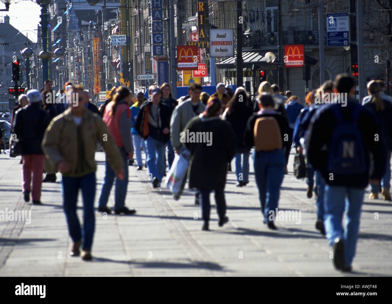 Crowded City Sidewalk