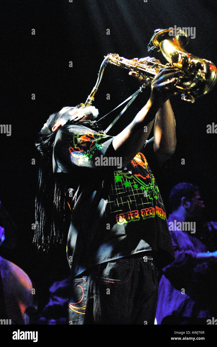 Courtney Pine playing saxophone at The Opera House in Bournemouth Stock ...
