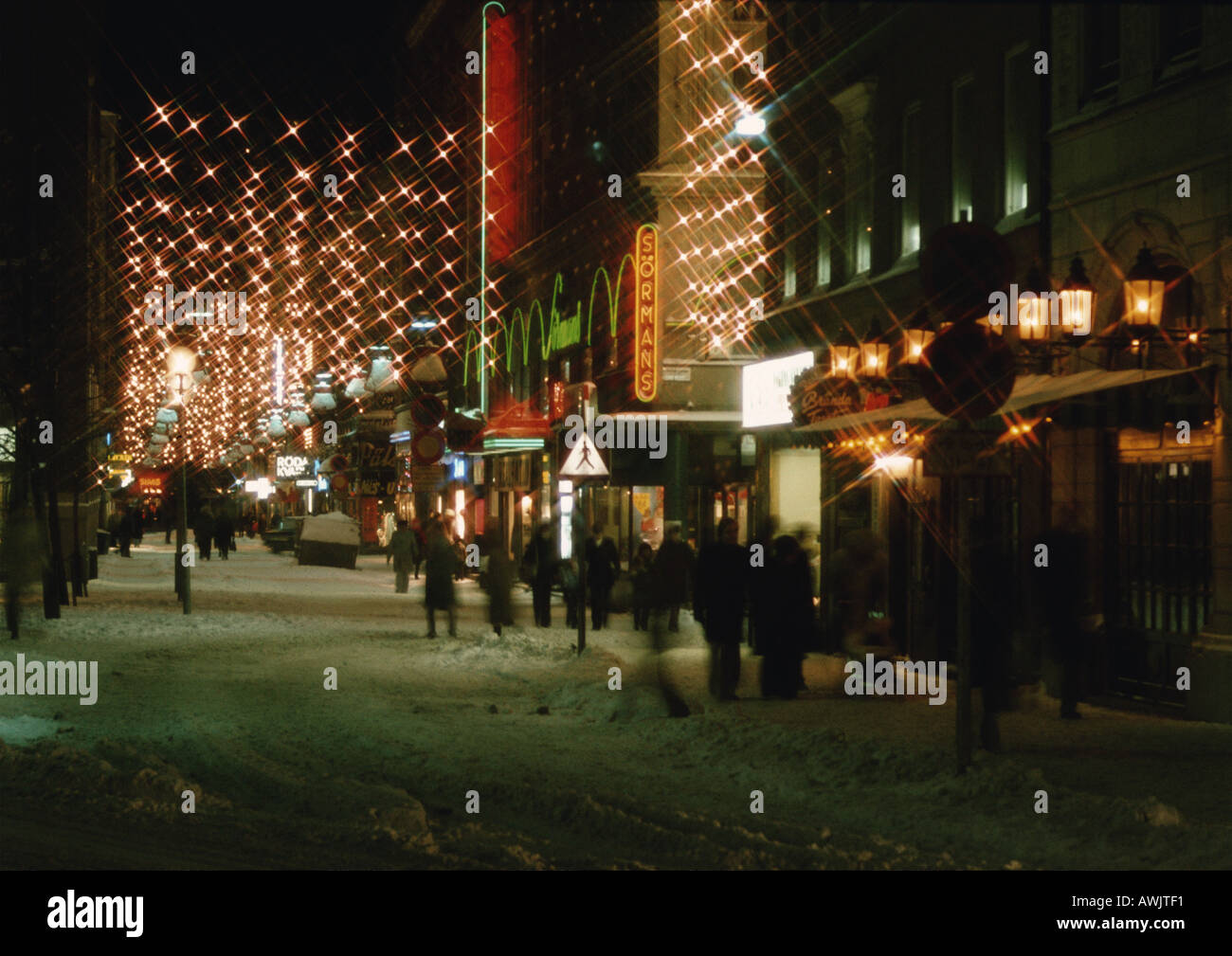 Sweden, Stockholm, shops at night Stock Photo - Alamy