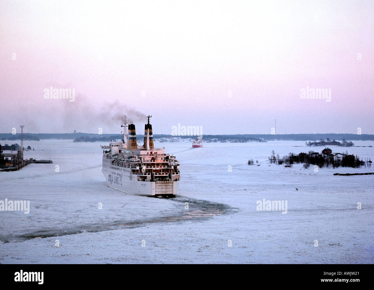 Baltic Sea, ship in snowy water Stock Photo - Alamy
