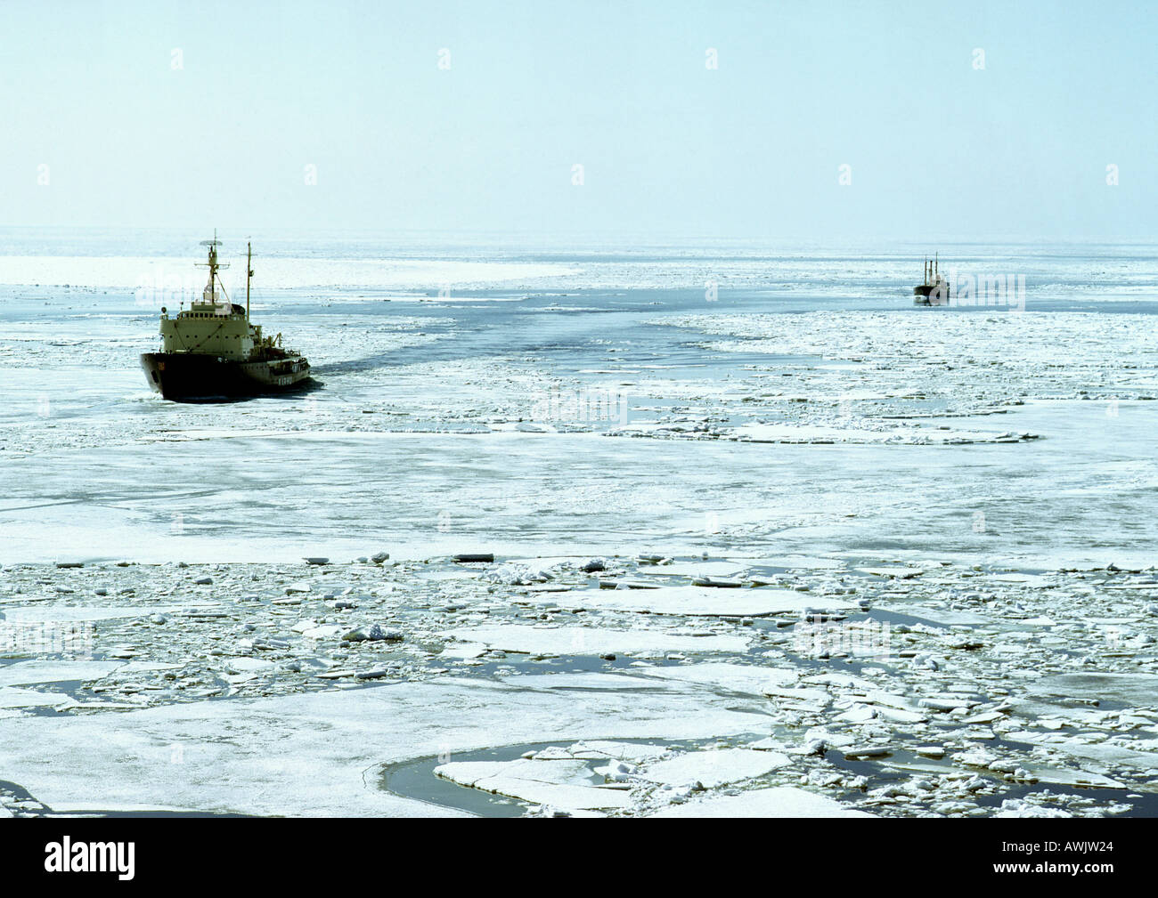Baltic Sea, ships on icy water Stock Photo - Alamy