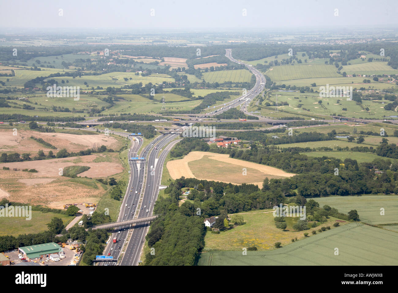 High level oblique aerial view north east of M25 Junction 27 Junction 6 ...