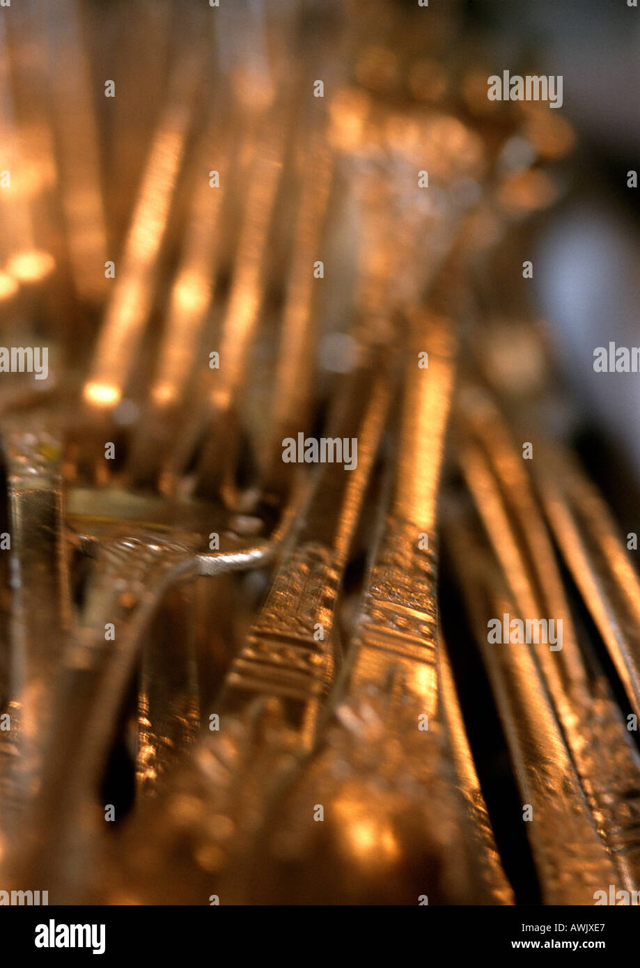 Silverware, extreme close up Stock Photo - Alamy