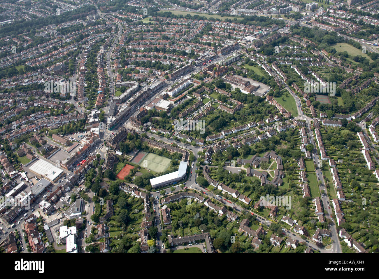 High level oblique aerial view north west of Temple Fortune residential ...