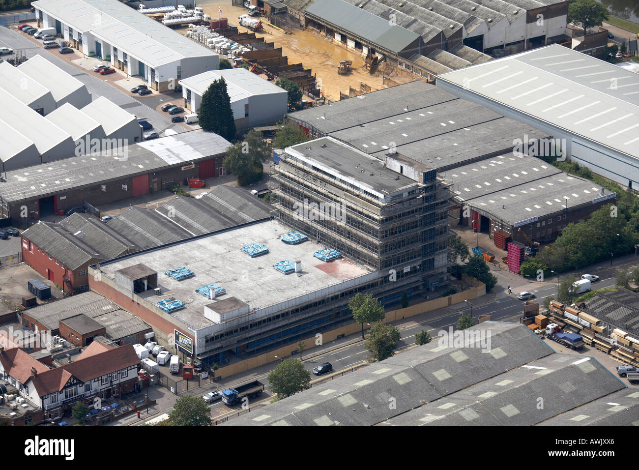 High level oblique aerial view north west of Royal Park works ...