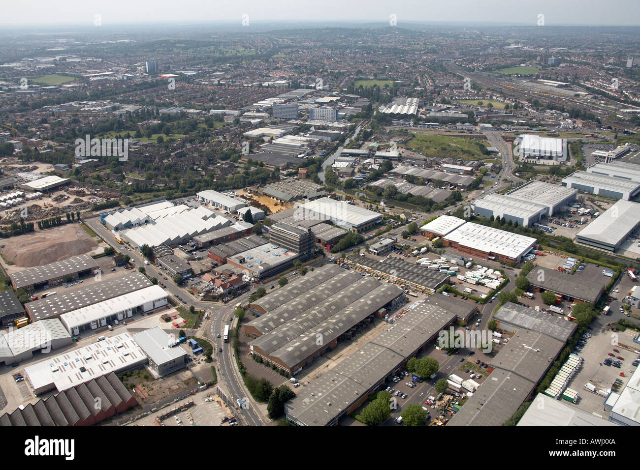 High level oblique aerial view north west of Royal Park works ...