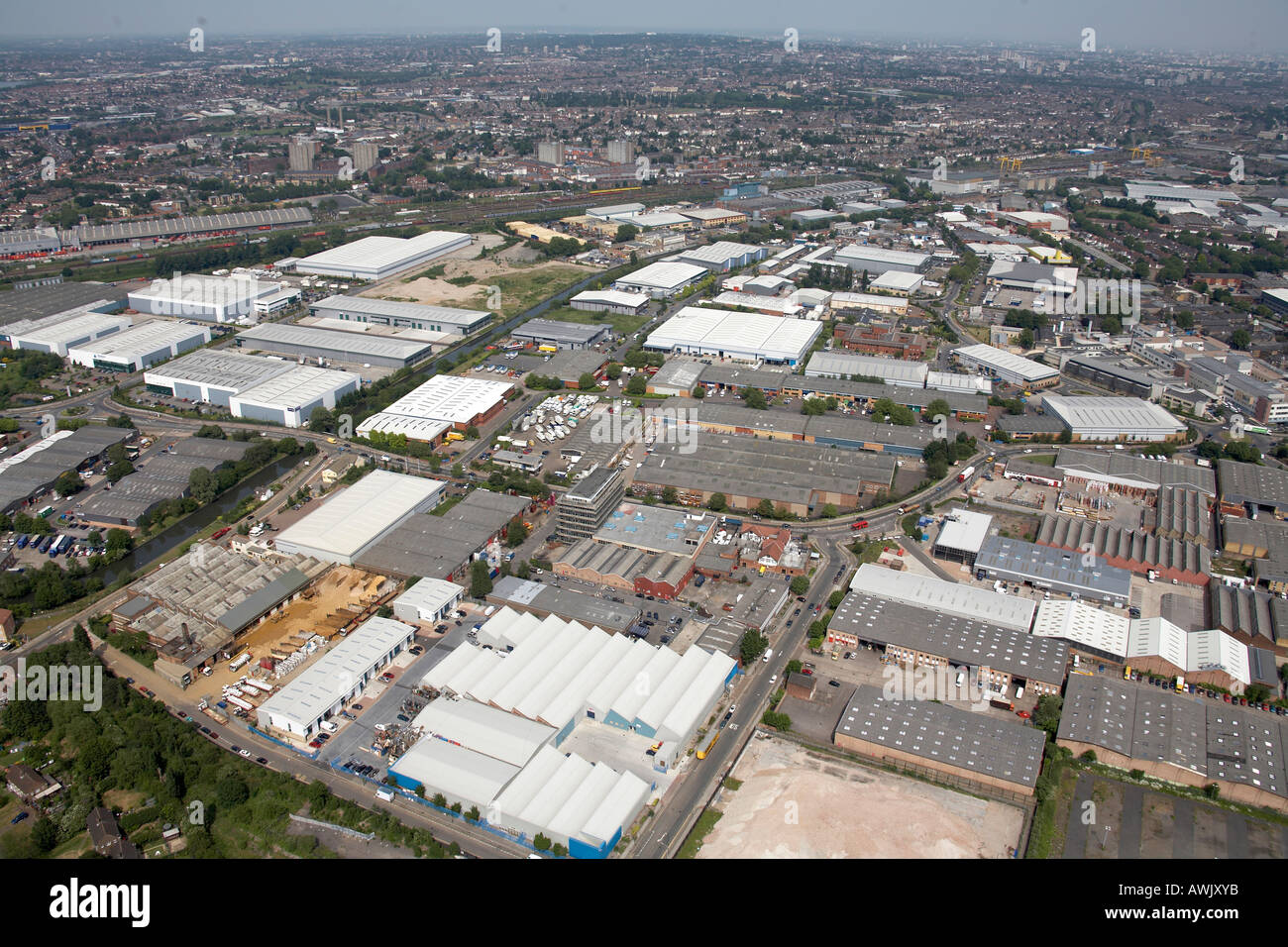 High level oblique aerial view north east of Royal Park works ...