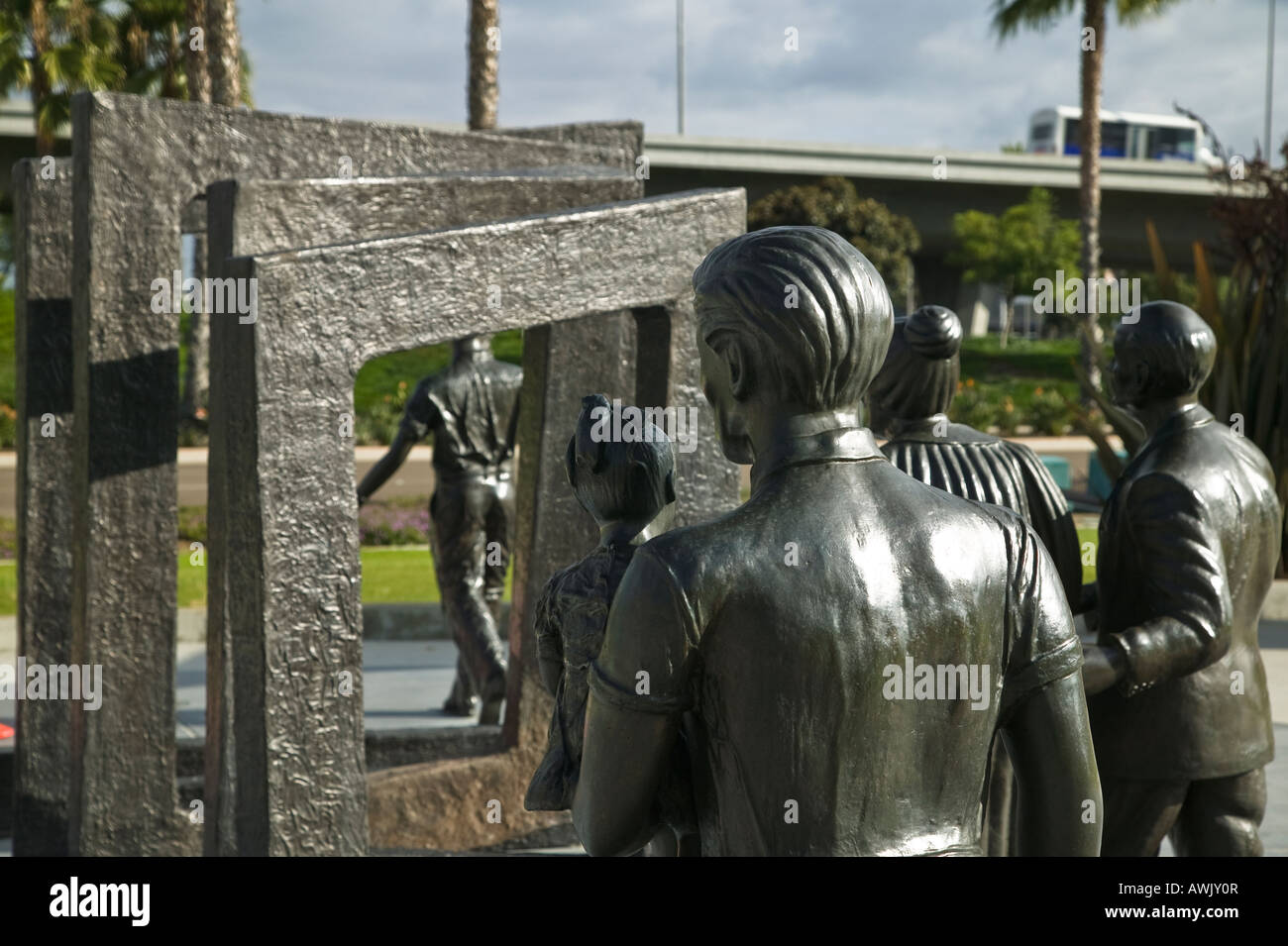 Bloch Cancer Survivors Park, brass statues San Diego, California, USA ...