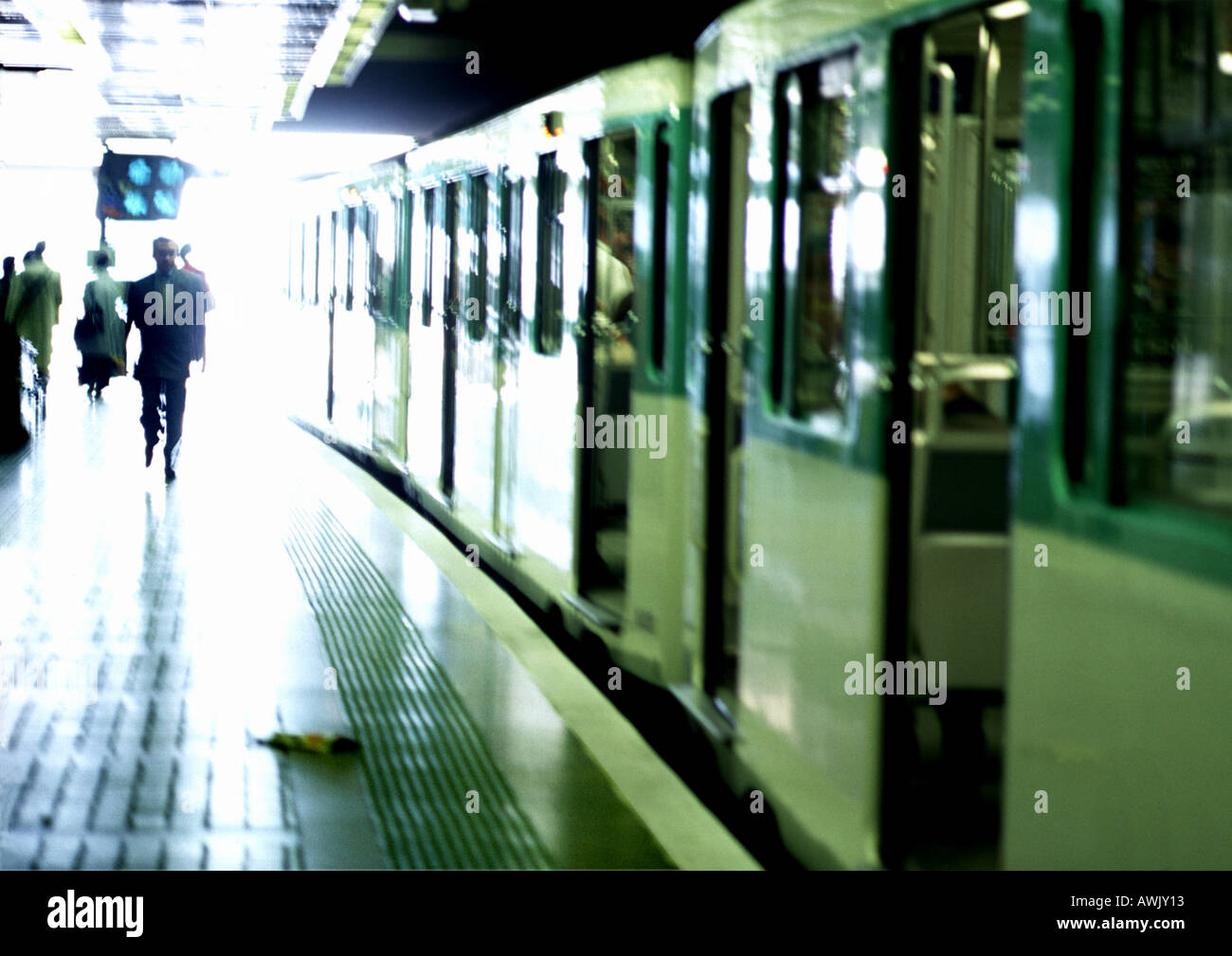 Subway train at platform Stock Photo - Alamy