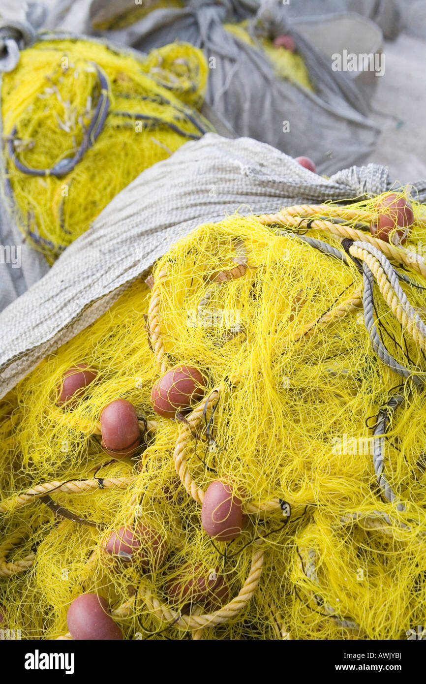 fishing nets at the harbour Stock Photo - Alamy