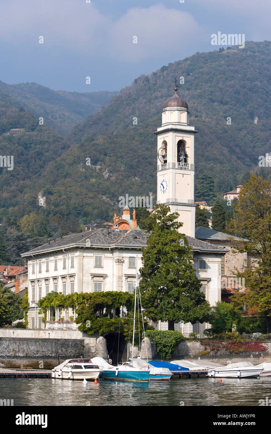 Buildings along the shoreline of LAke Como Italy Stock Photo - Alamy