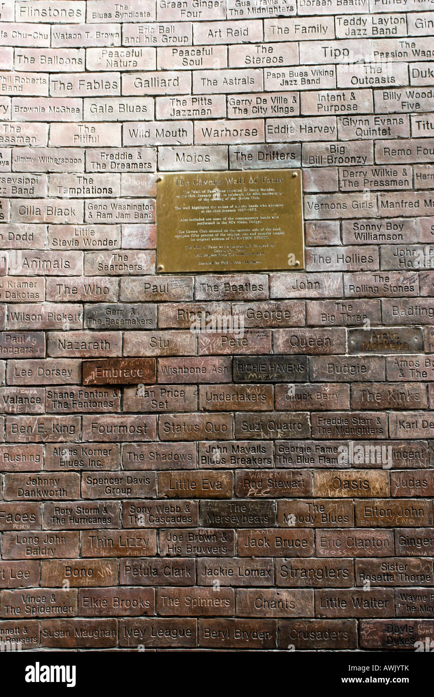 Cavern Club wall of groups that have played Stock Photo - Alamy
