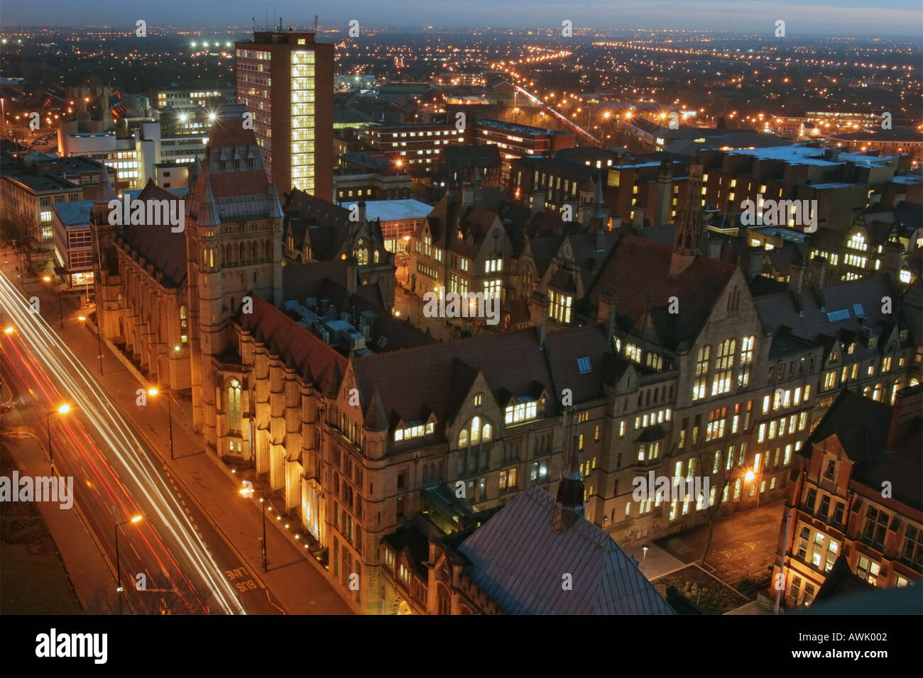 Aerial view of University of Manchester UK campus looking south Stock ...
