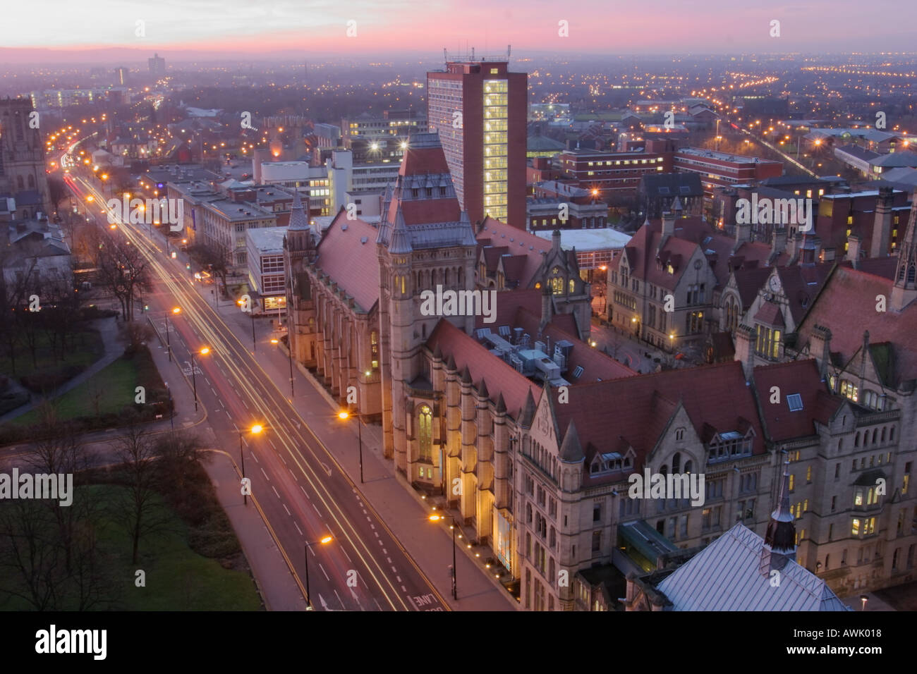 Aerial view of University of Manchester UK campus looking south Stock ...