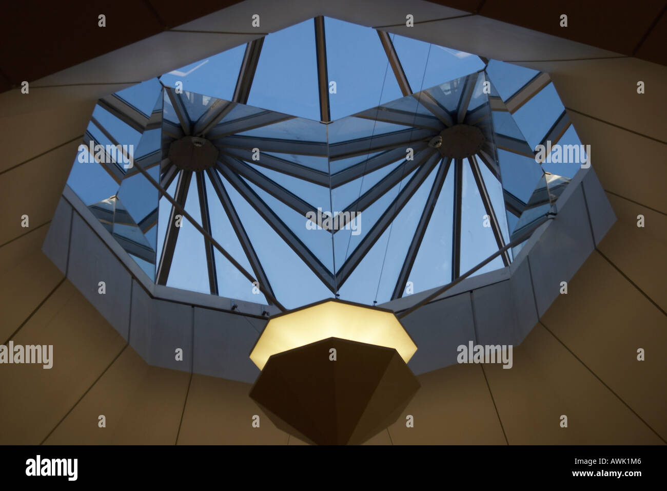 Abstract patterns from mirrored atrium ceiling lighting in National ...