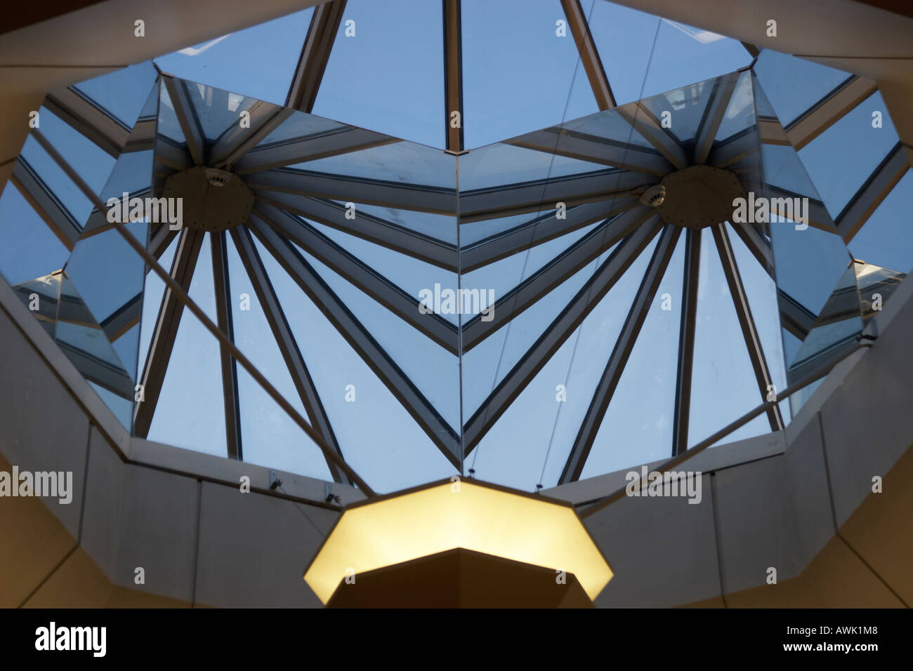 Abstract patterns from mirrored atrium ceiling lighting in National ...