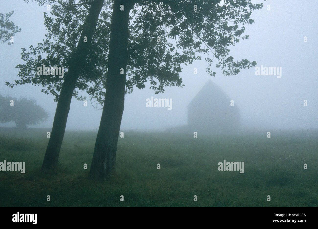 Farmhouse covered with haze, Cherrueix, Brittany, France Stock Photo ...