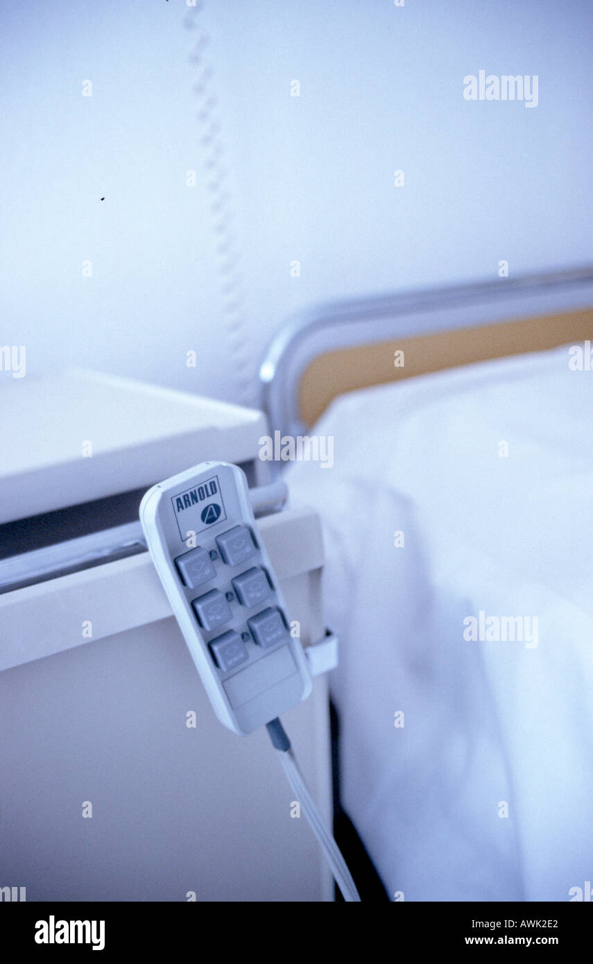 Close-up of push buttons of hospital bed Stock Photo - Alamy