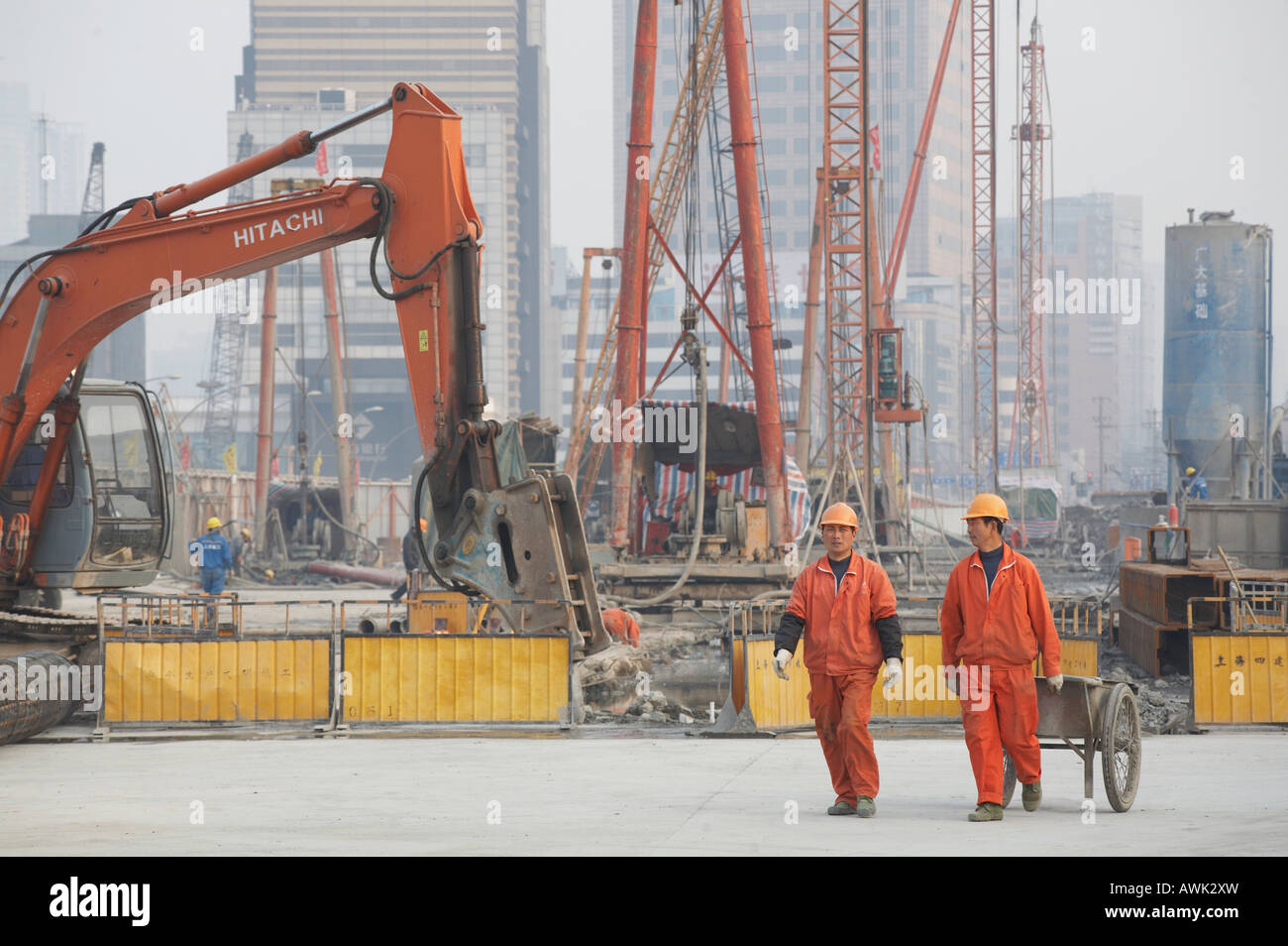 demolition and reconstruction on the Bund in Puxi district Shanghai ...