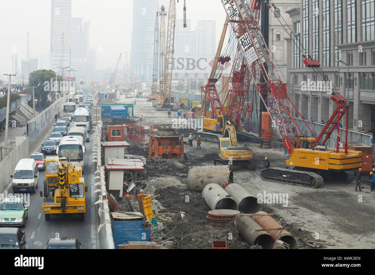 demolition and reconstruction on the Bund in Puxi district Shanghai ...