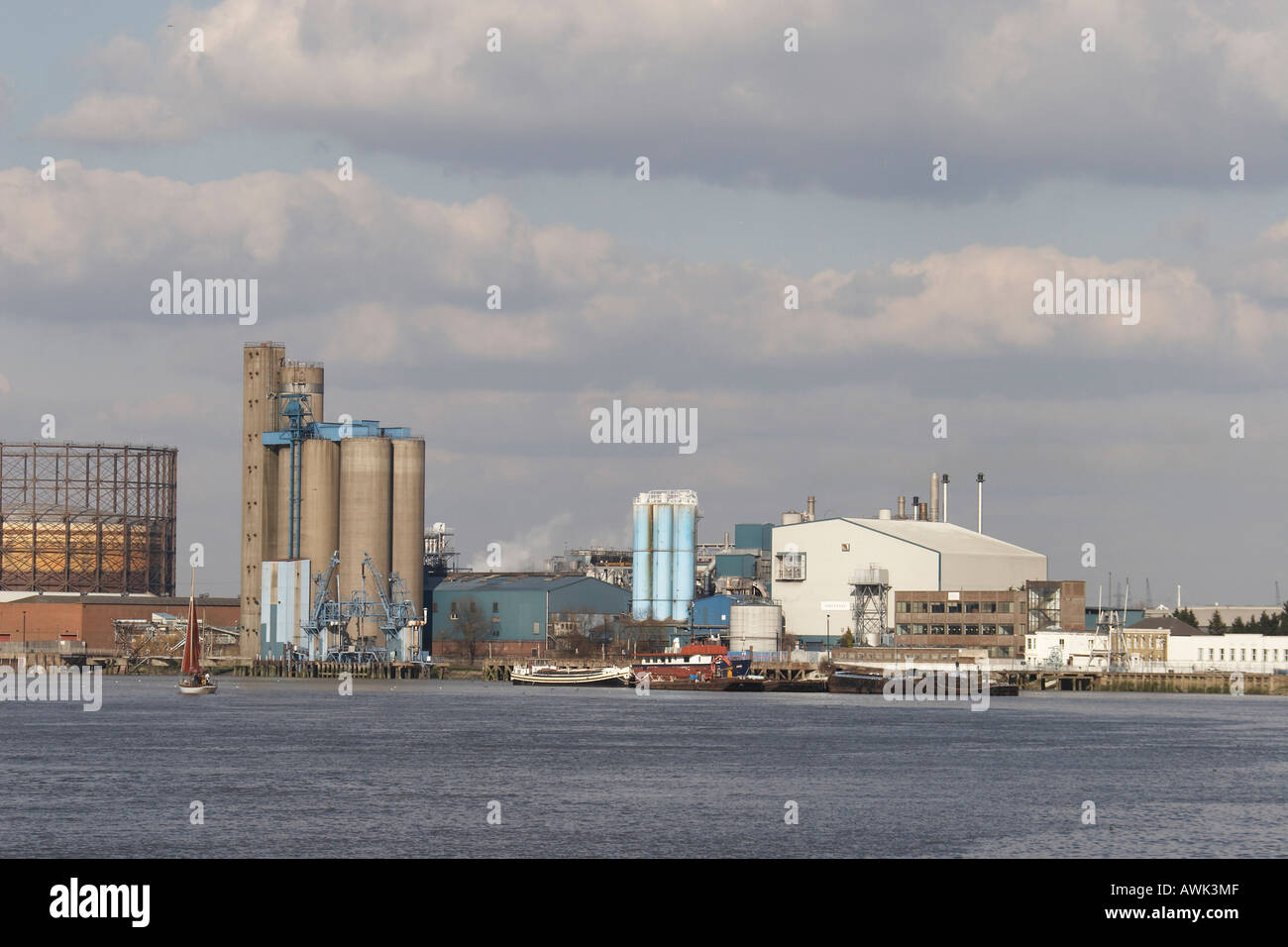 Industrial estate with industry and factories with River Thames from ...