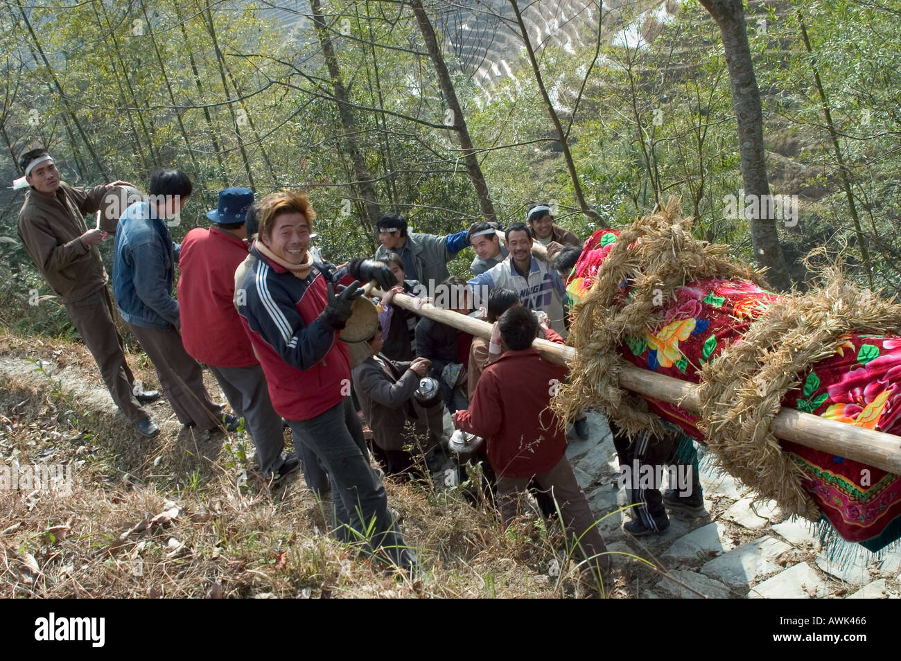 funeral procession mourners attending Dragons Backbone Rice Terraces ...