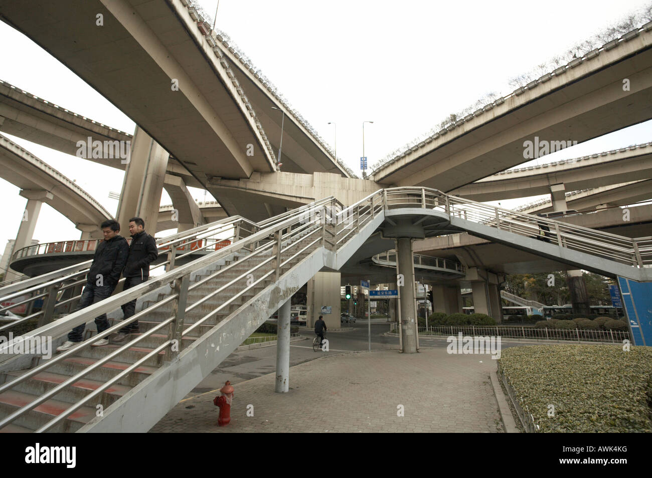 Concrete overpass flyover in Shanghai China road intersection Stock ...