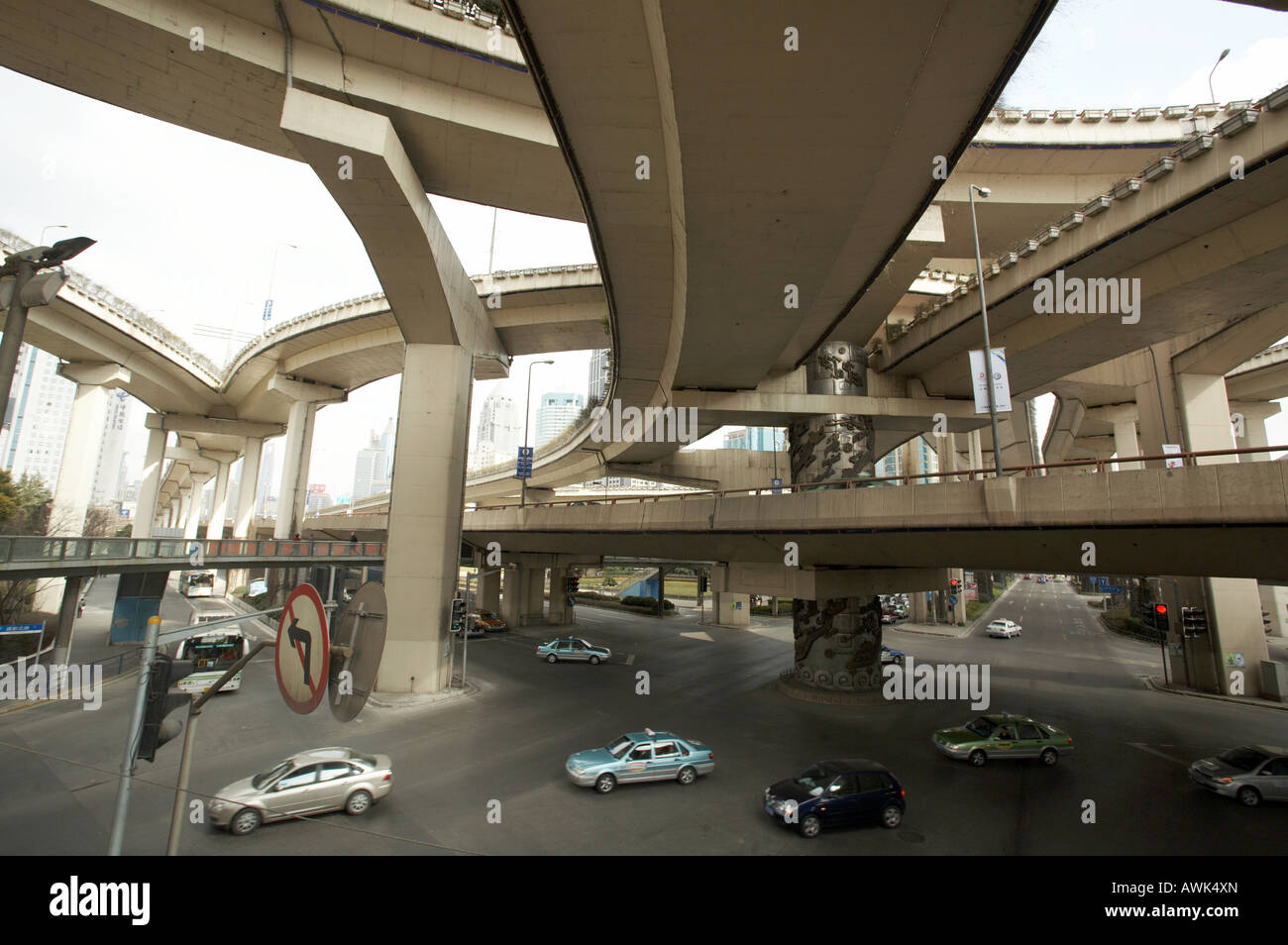 Concrete overpass flyover in Shanghai China road intersection Stock ...