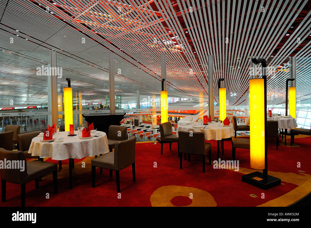 Restaurant at Terminal 3 Beijing Capital Airport. 13-Mar-2008 Stock ...
