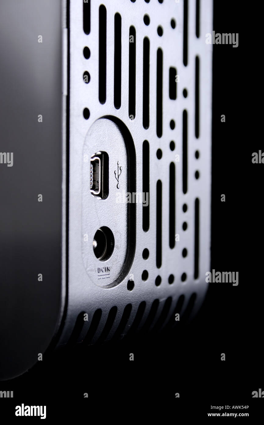 external hard drive abstract shot of the back side Stock Photo - Alamy