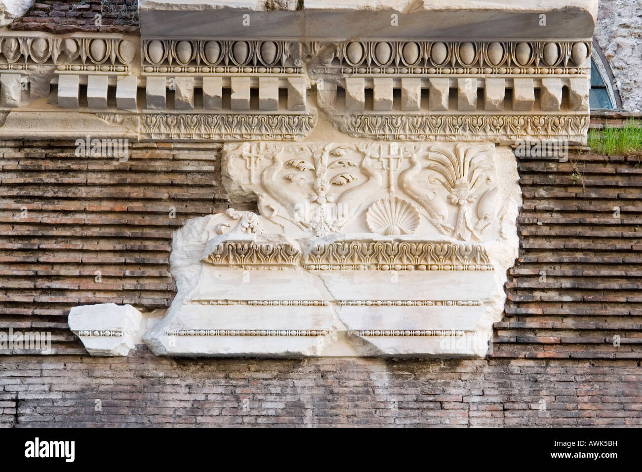 Rome, Italy. Fragments of marble decoration on the Pantheon showing ...