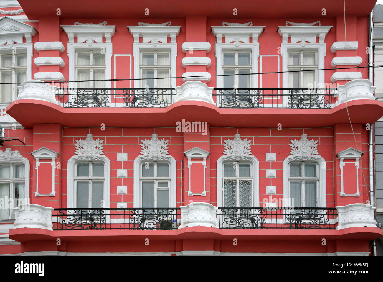 Facade of red and white building in Odessa, Ukraine Stock Photo - Alamy