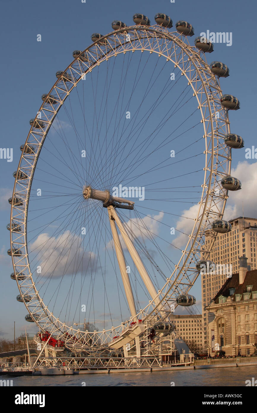 BA London Eye on South Bank with Shell Centre River Thames and County ...