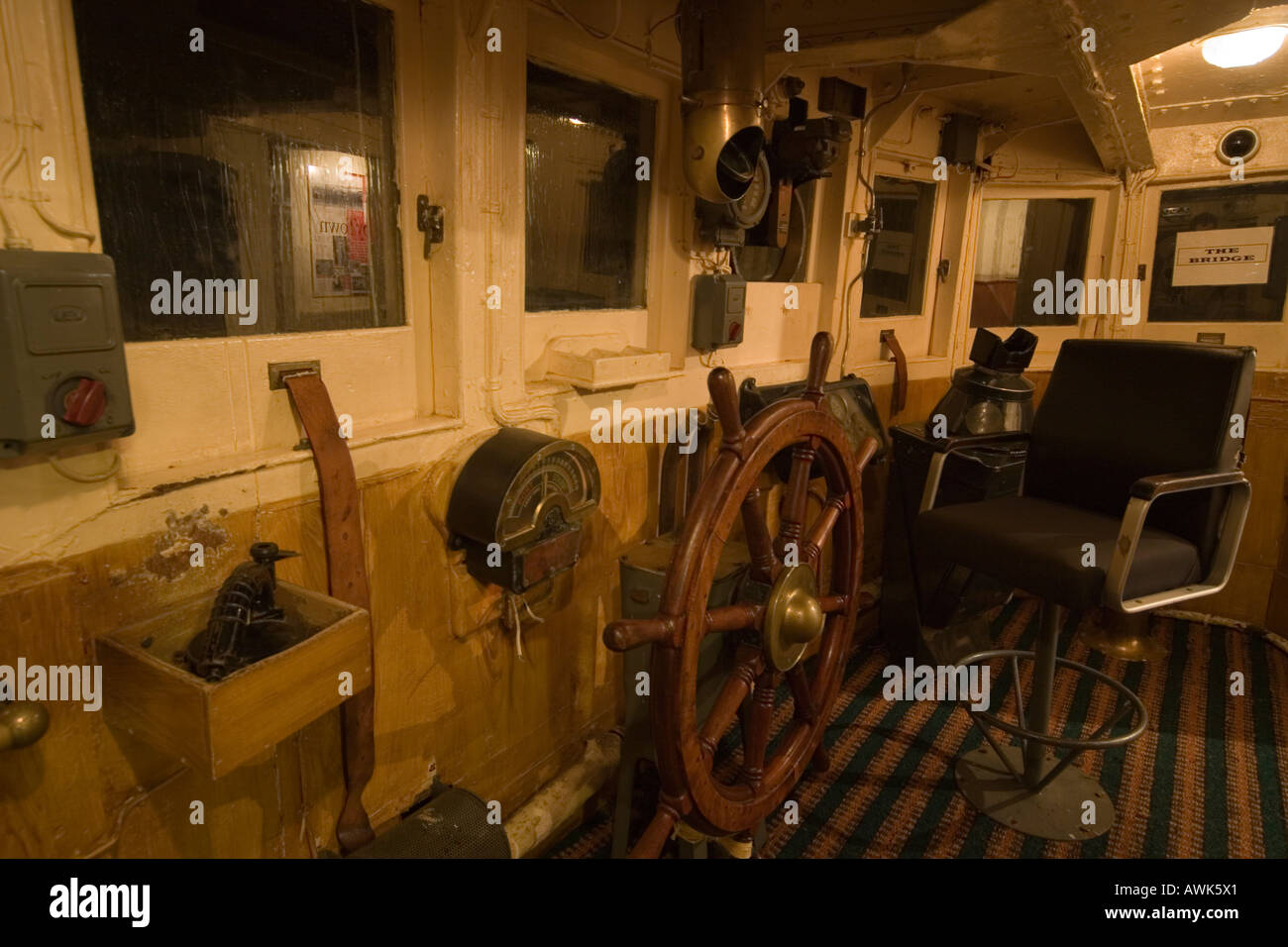 Display or diorama of wheelhouse on trawler in National Fishing ...