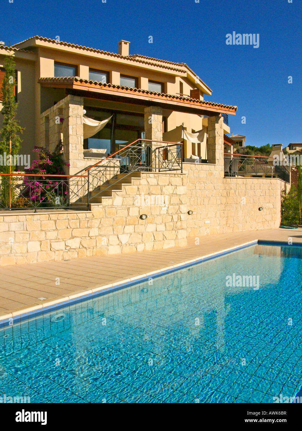Swimming pool in a holiday villa in Cyprus Mediterranean EU Stock Photo ...