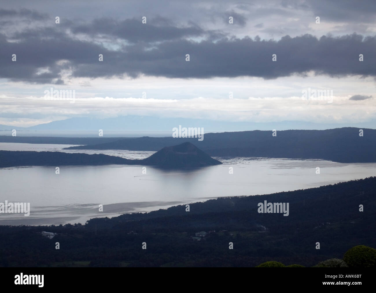 Lake Taal with Taal Volcano an island in the middle, Tagaytay, Luzon ...