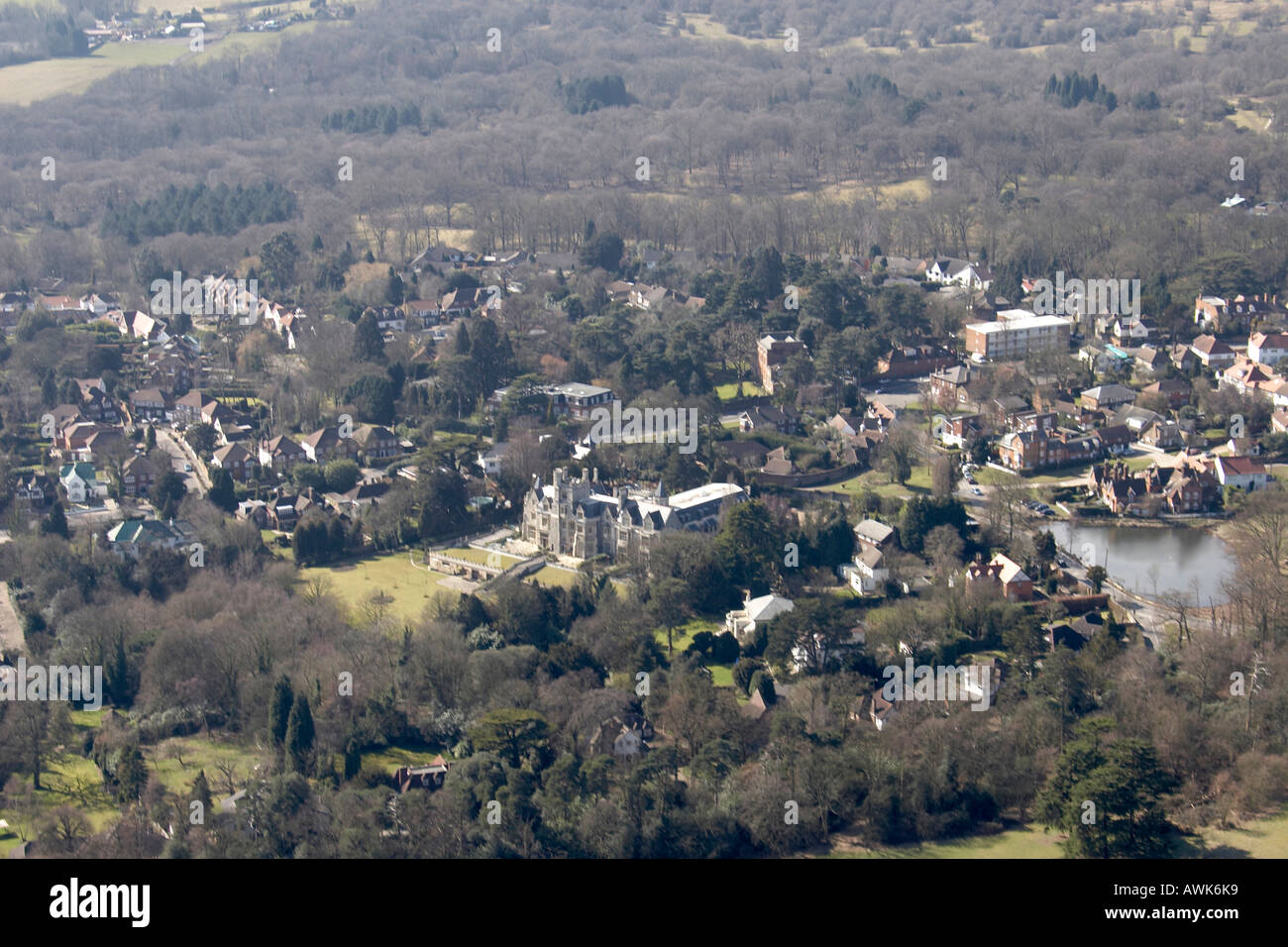High level oblique aerial view north west of Stanmore Hall London HA7 ...