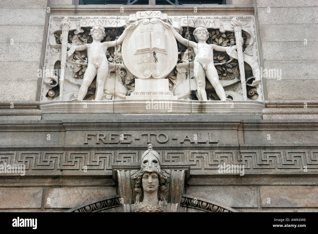 Free for all above entrance to Boston Public Library in Boston ...