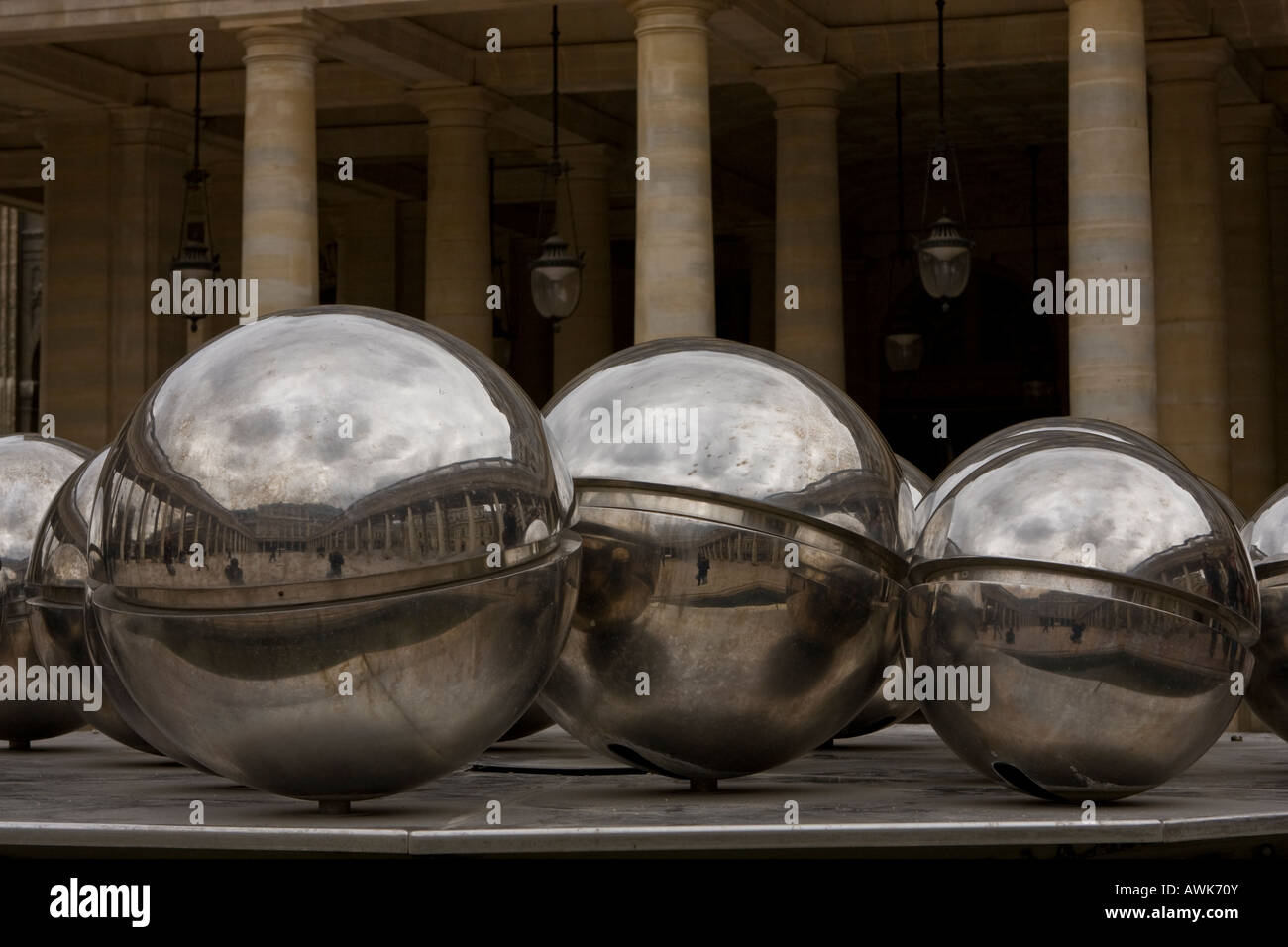 Steel balls fountain of Pol Bury in the Jardin du Palais Royal Paris ...