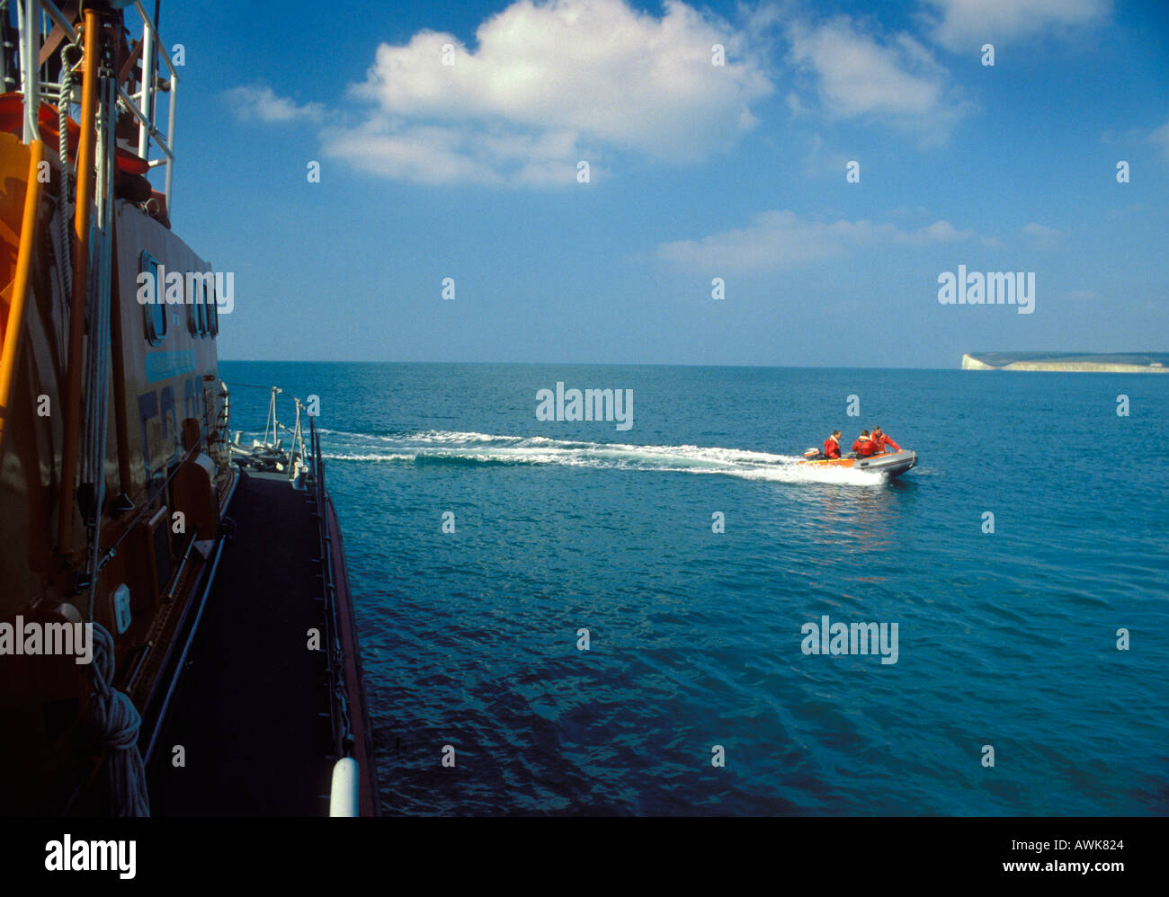 RNLI inflatable on exercise Stock Photo - Alamy